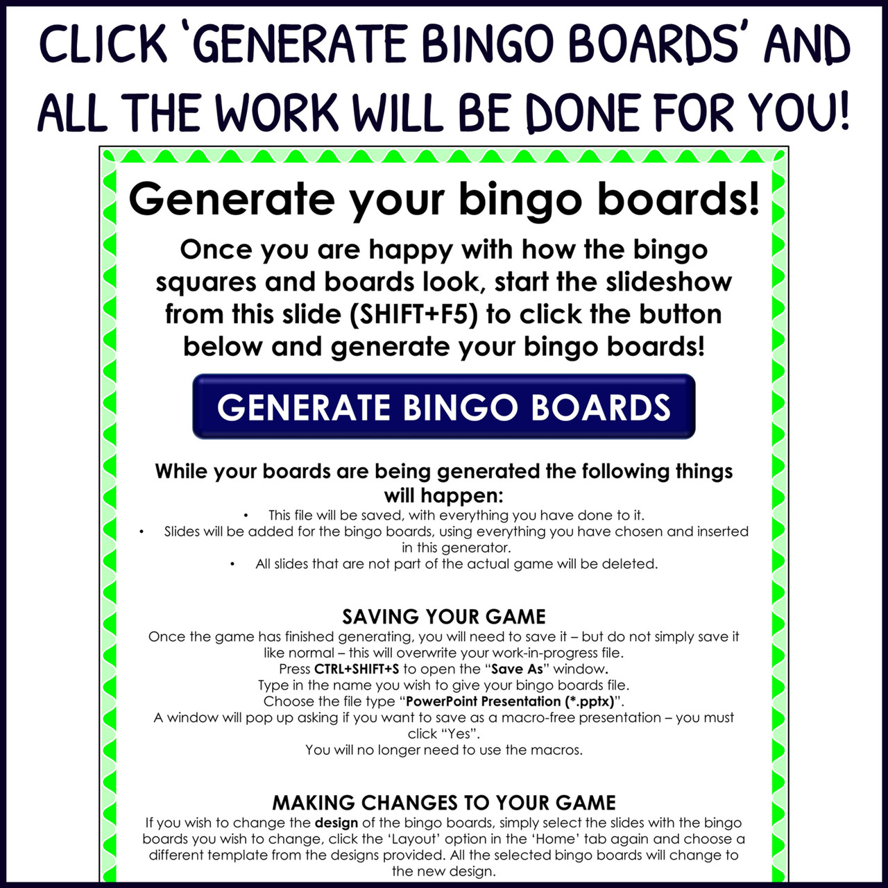 Personal Use Bingo Generator - Bingo Game Creator