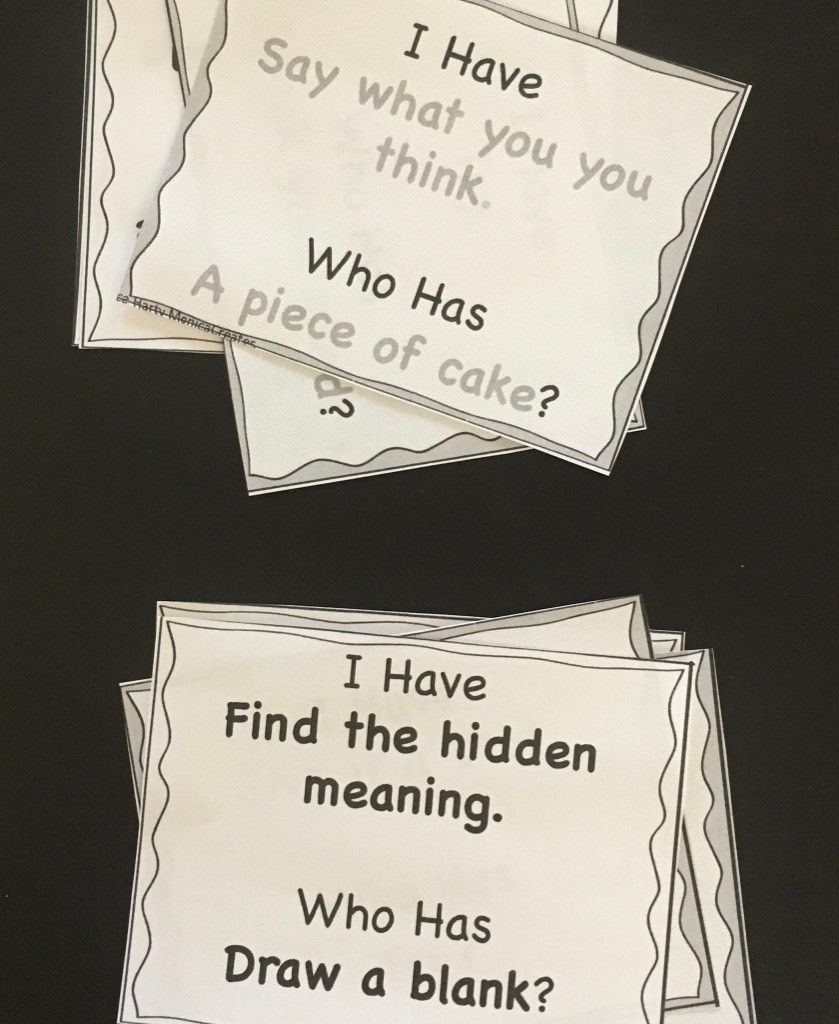 IDIOMS: COLOR IDIOMS (Figurative Language ) I Have, Who Has? Game ...