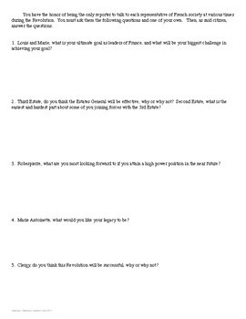 The French Revolution Interview Review Activity