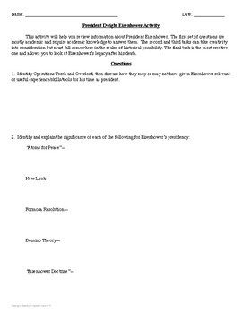 President Eisenhower Interview Review Activity
