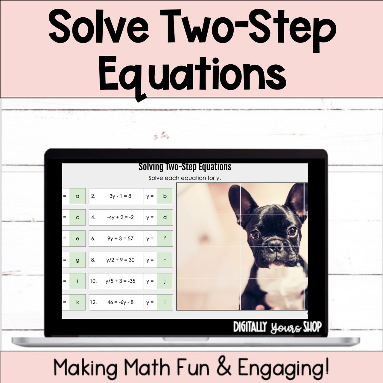 Solve Two-Step Equations Digital Self-Checking Activity - Amped Up Learning