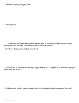 President Ulysses S. Grant Interview Review Activity