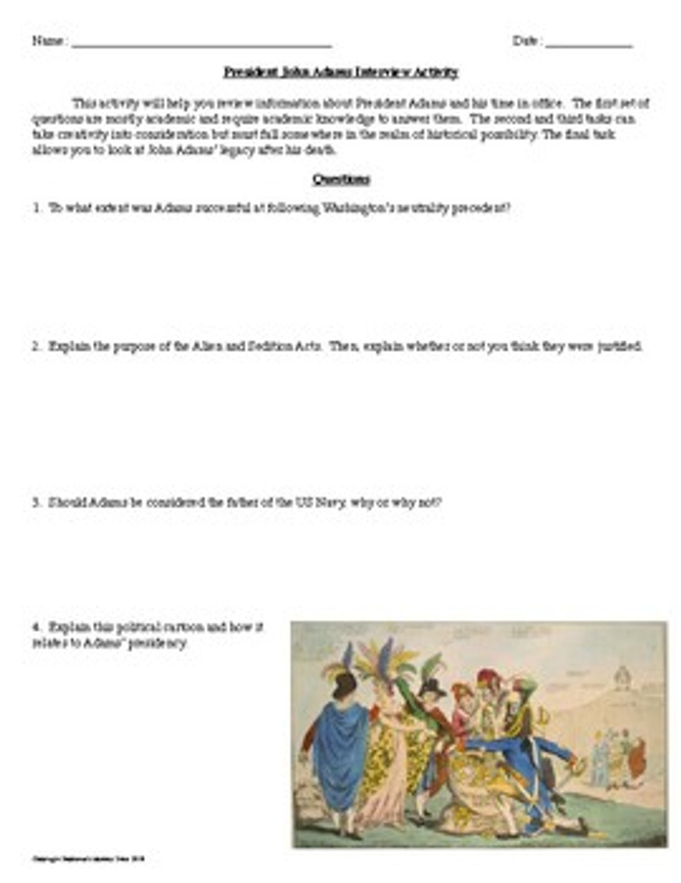 President John Adams Review Activity