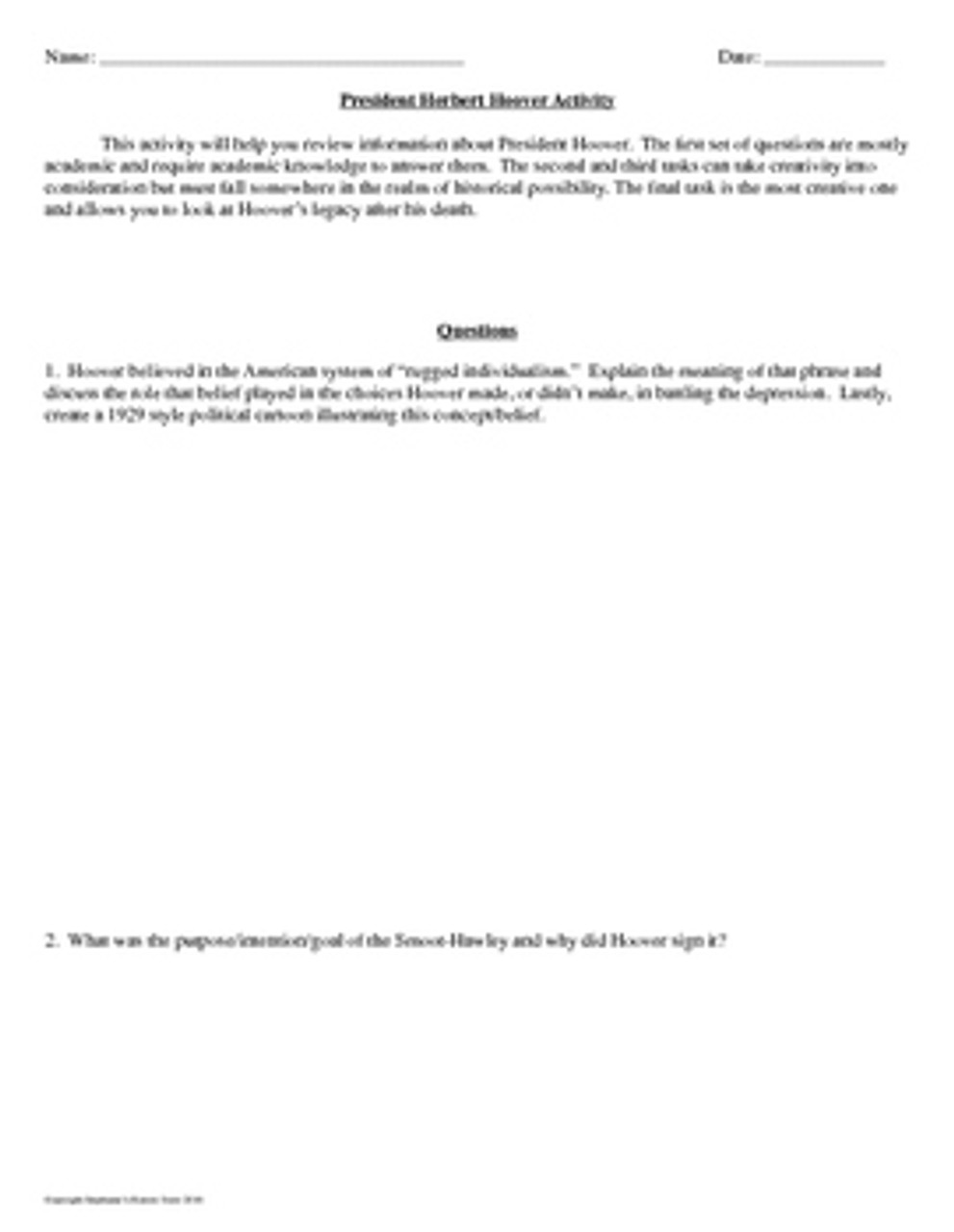 President Herbert Hoover Activity