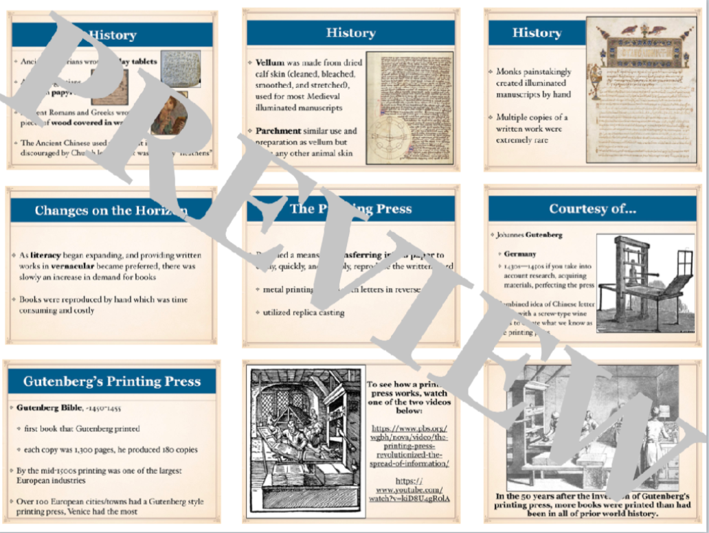 The Printing Press Mini Lesson