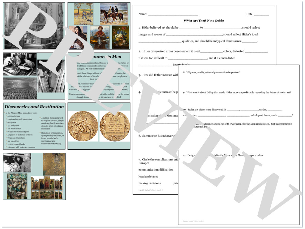 World War 2 Art Theft Mini Lesson BUNDLE