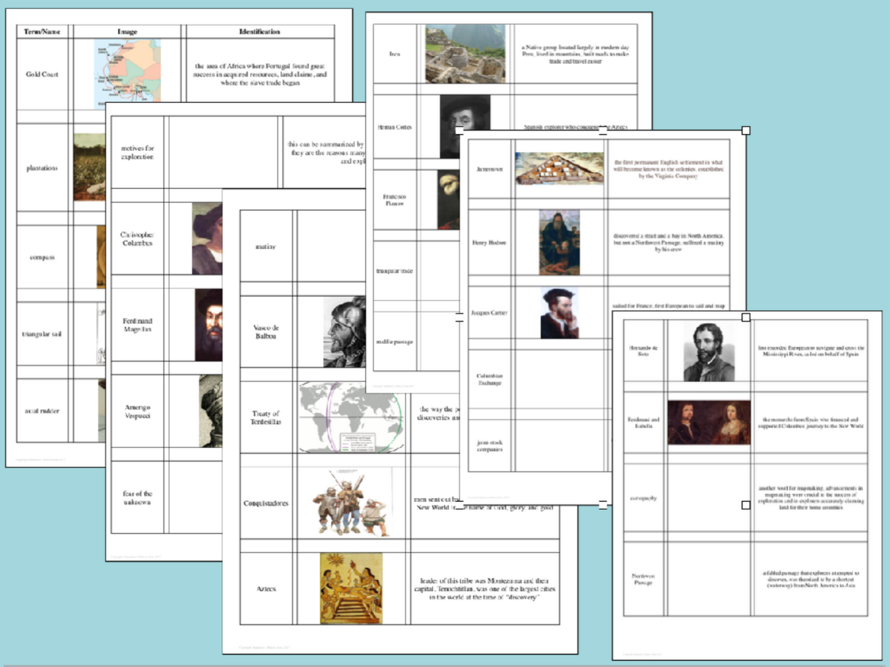 European Exploration Vocabulary Mix and Match Review