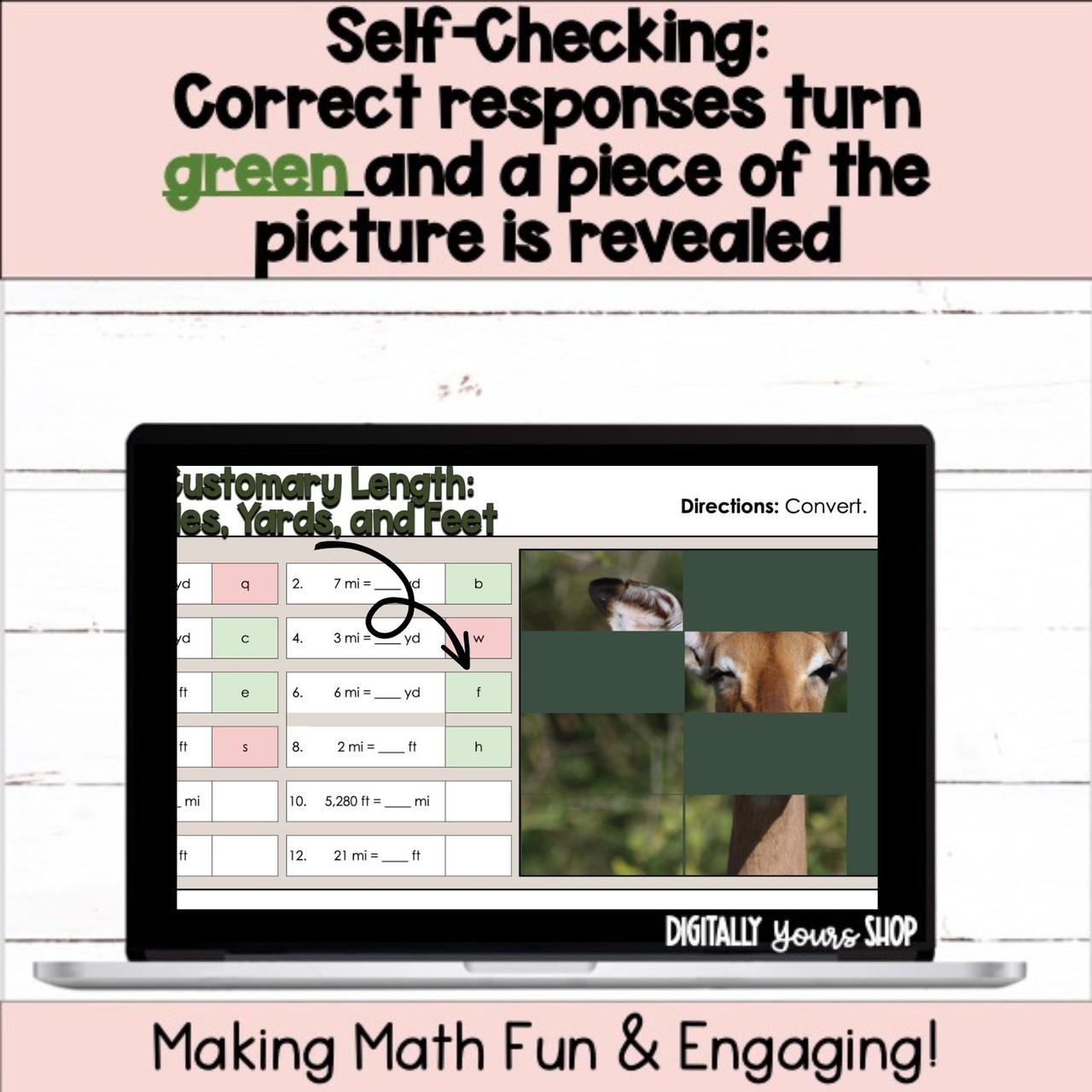 Change - Convert - Customary Length - Miles, Yards & Feet Digital Math ...