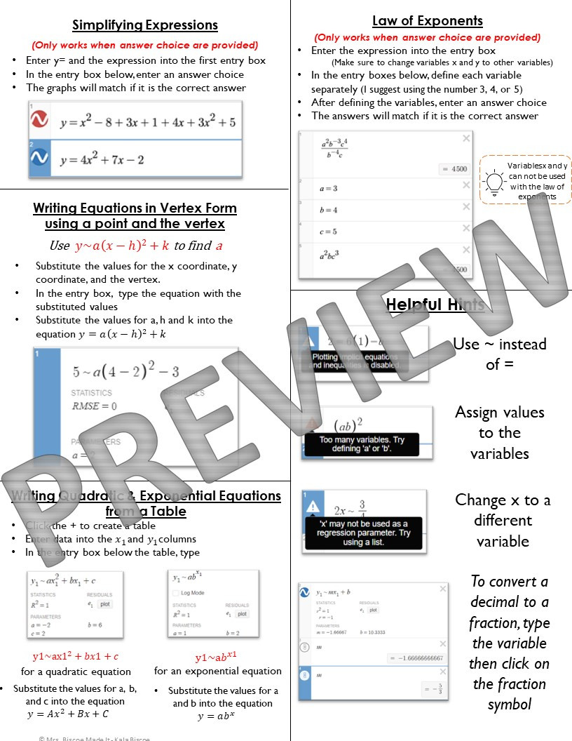 Desmos Strategies for Algebra 1 EOC