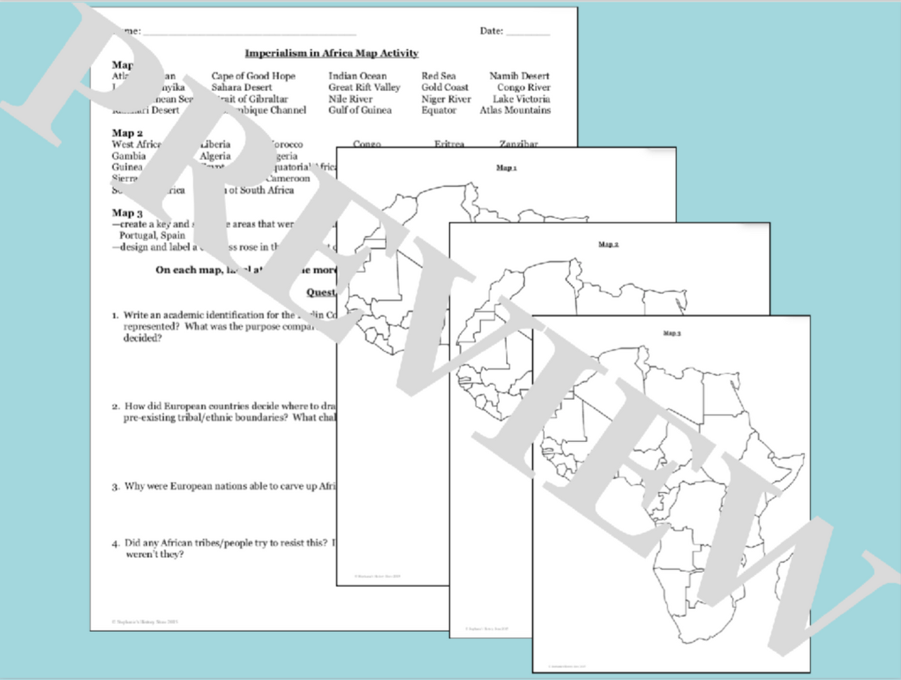 Imperialism in Africa Map Activity