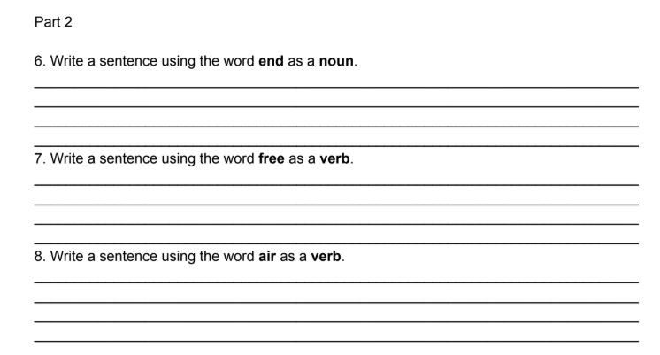 Parts of Speech Usage Quiz - Sentence Writing - Vocab - Amped Up Learning