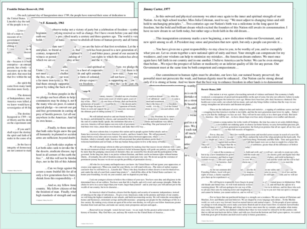 Presidential Inauguration Speech Analysis and Discussion Questions