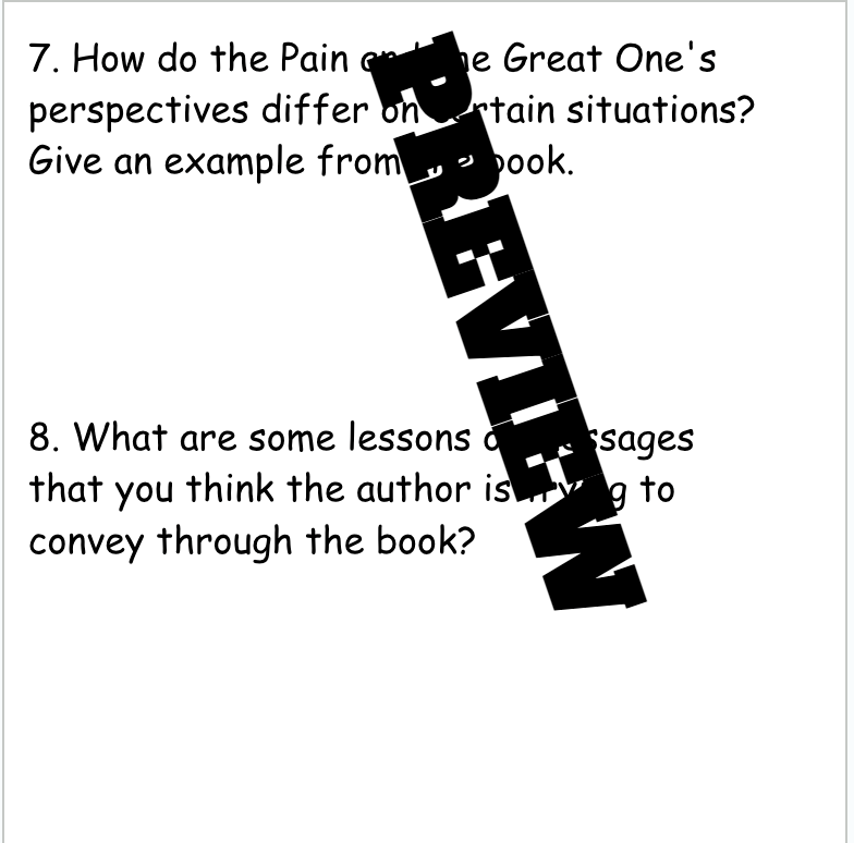 THE PAIN & THE GREAT ONE by Judy Blume READING COMPREHENSION ACTIVITIES ...