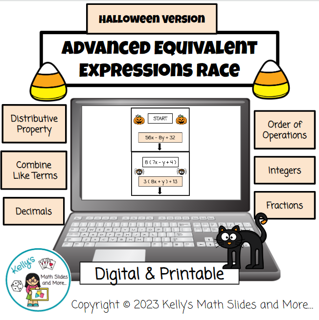 Halloween Advanced Equivalent Expressions Race - Digital and Printable ...