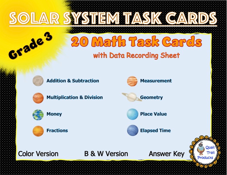 Grade 3 Solar System Math Task Cards