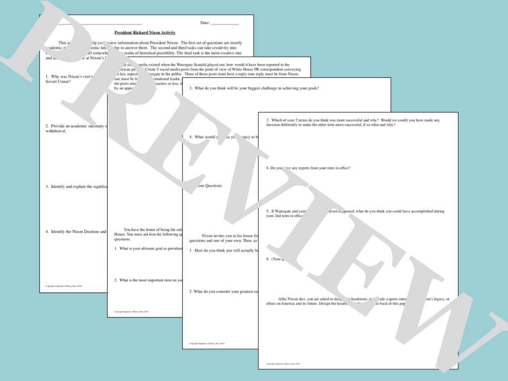 President Nixon Activities Bundle