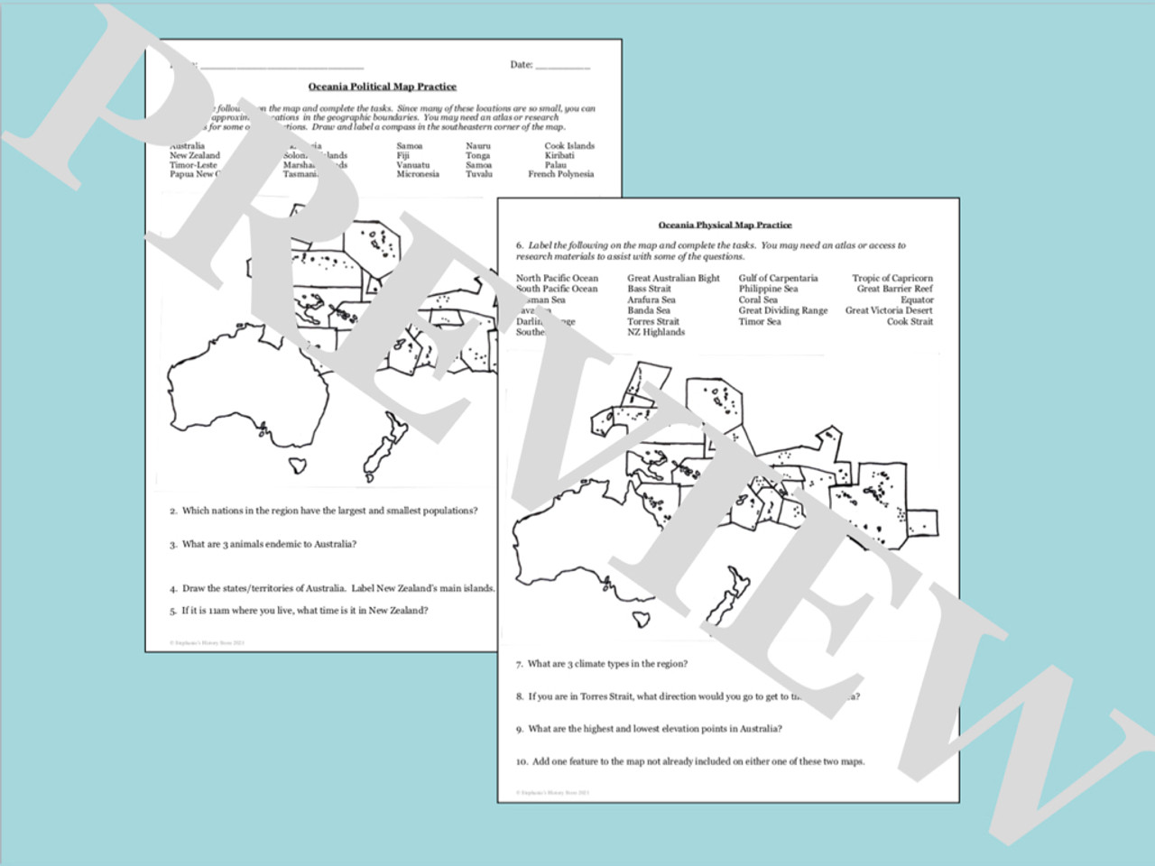 Australia New Zealand and Oceania World Geography Bundle