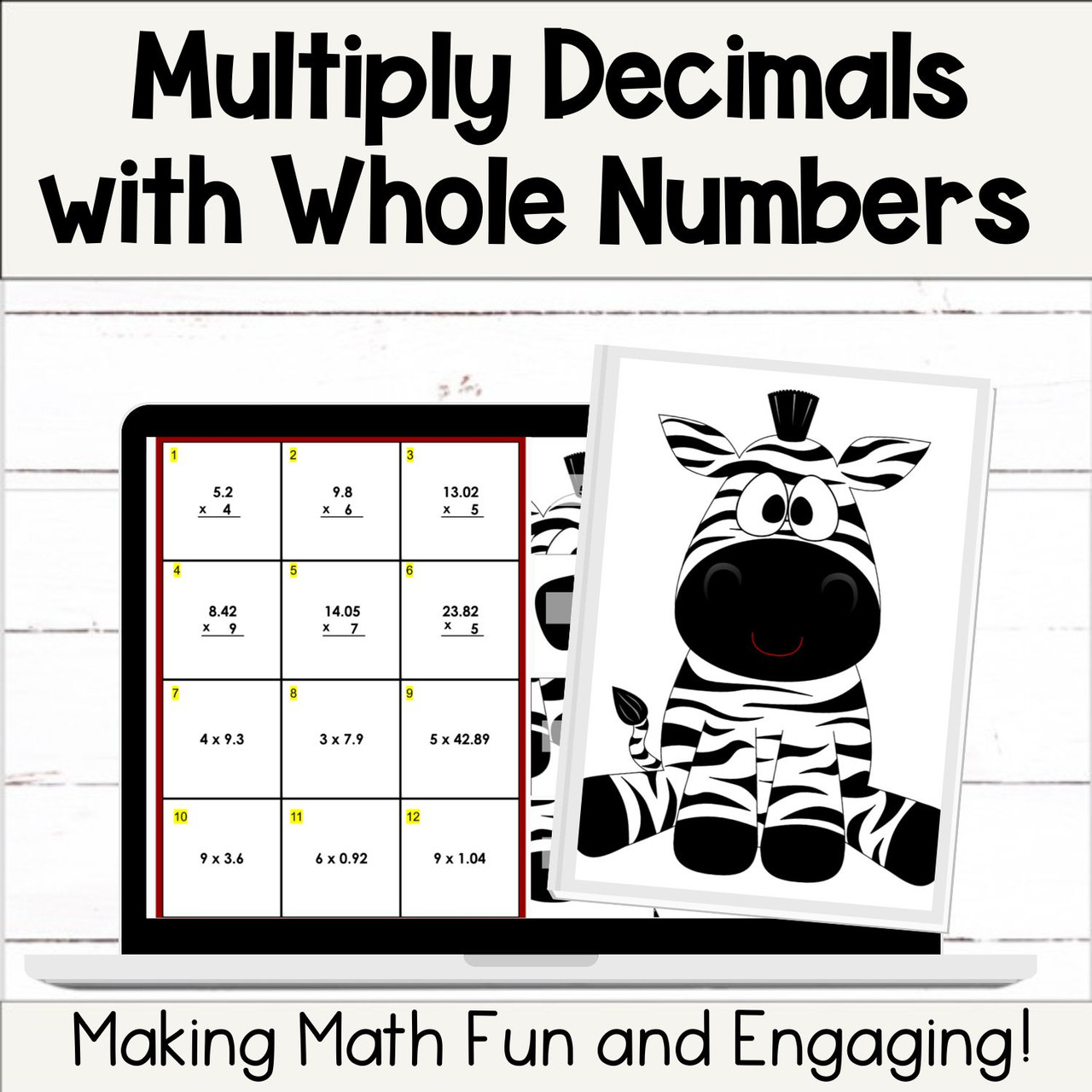 Multiply Decimals with Whole Numbers Self-Checking Digital Math ...
