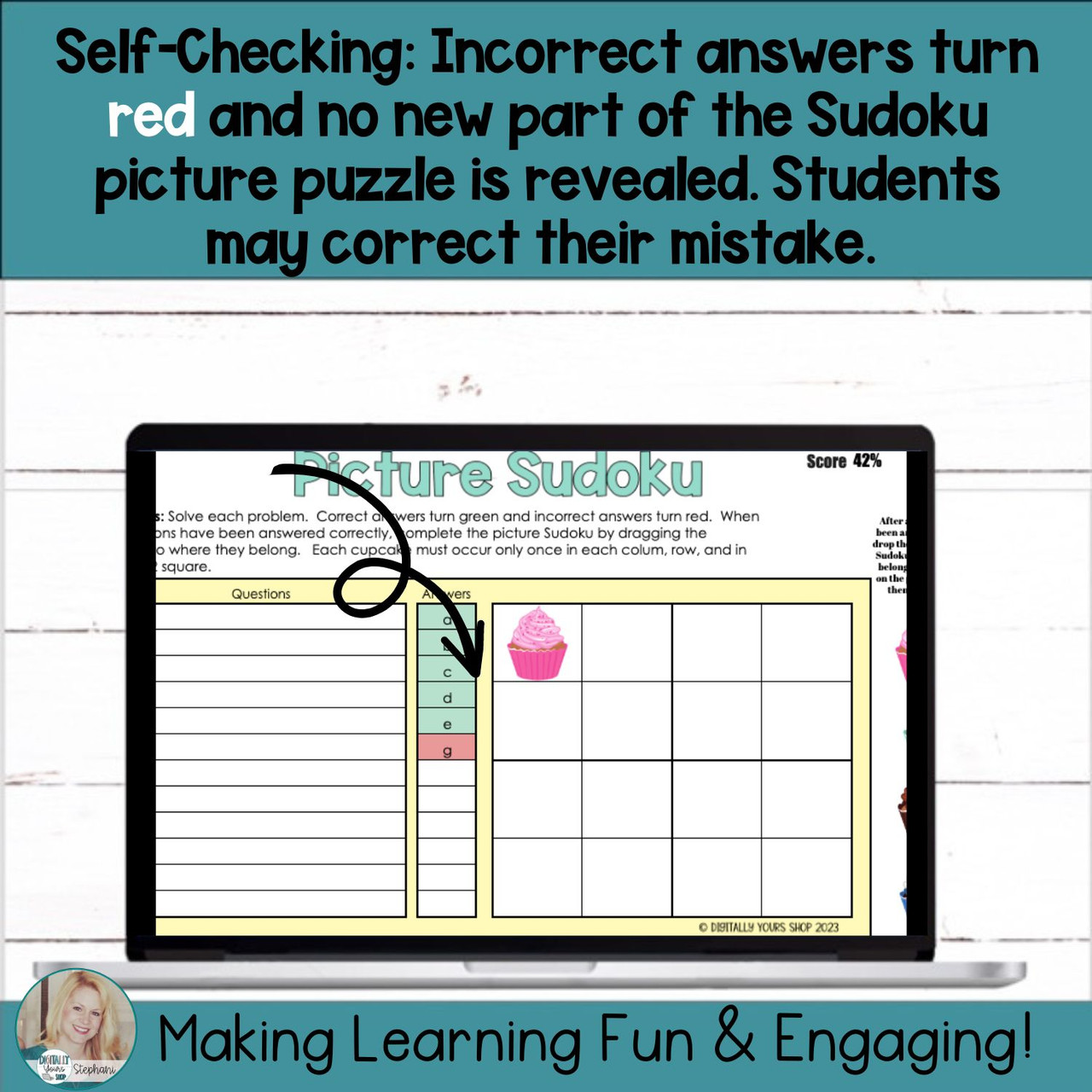 Editable Customizable Self-Checking Template Digital Activity Picture ...