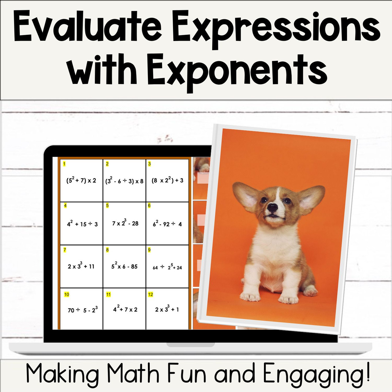 Evaluating Expressions with Exponents Digital Self-Checking Math ...