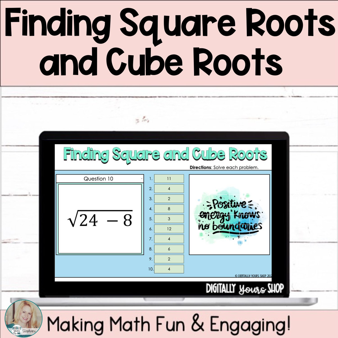 Finding Square Roots and Cube Roots Digital Self-Checking Math Activity ...