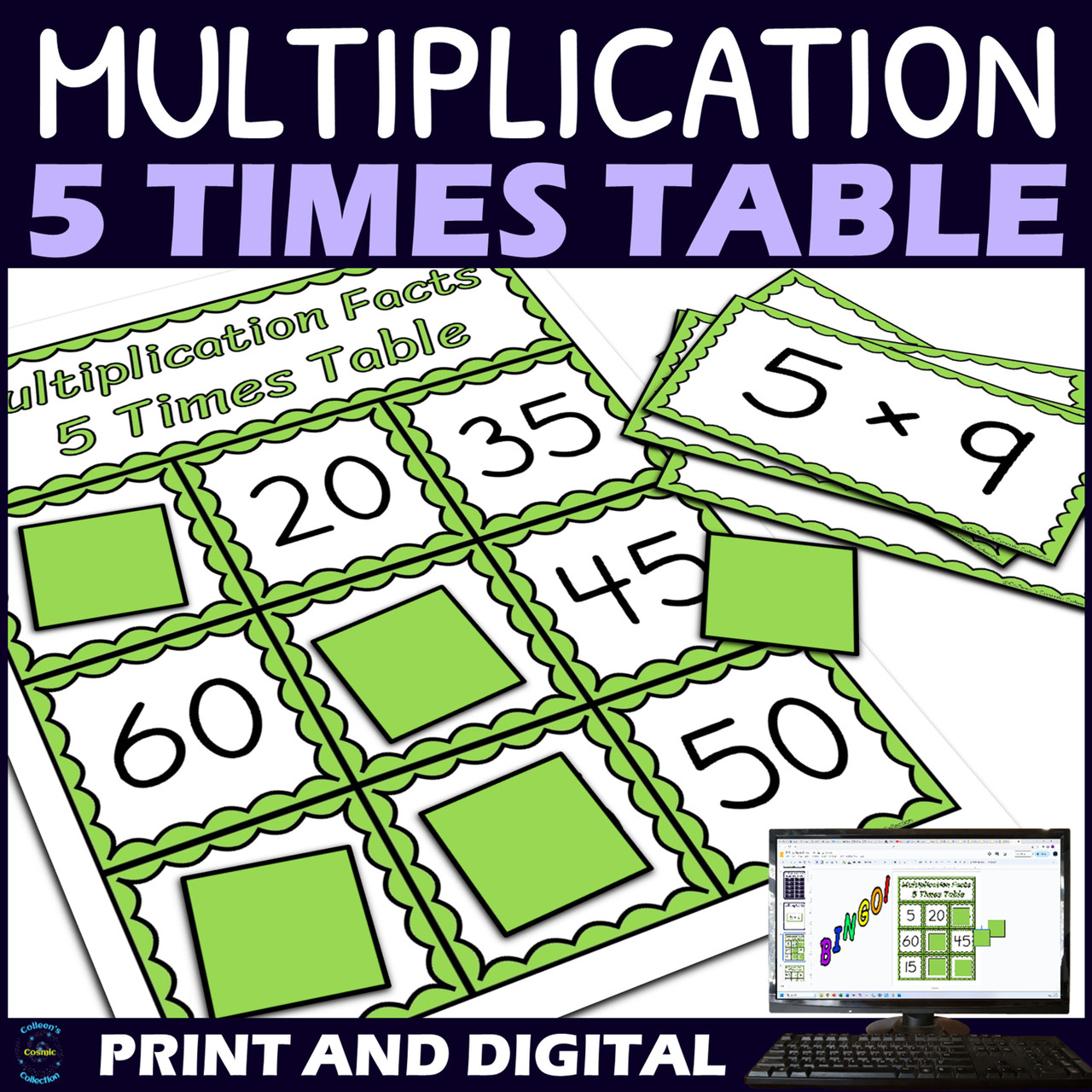 5 Times Table Activity - Multiplication Facts Bingo Game