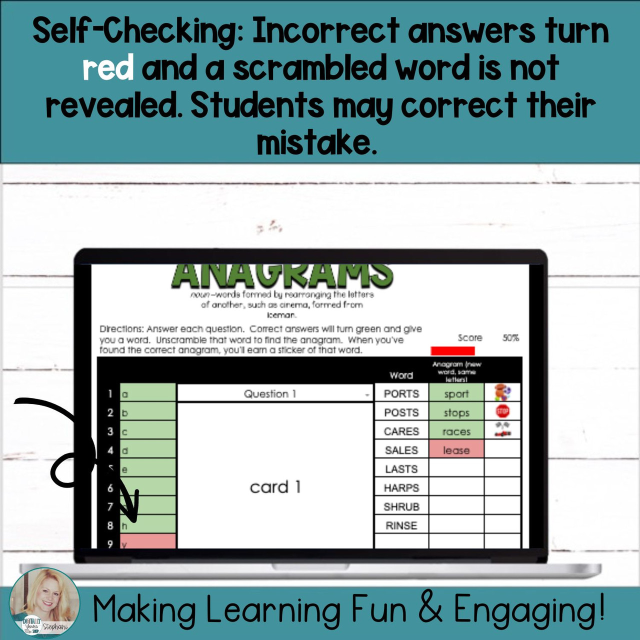 Editable Self-Checking Self-Grading Anagram Template - Digital Task ...