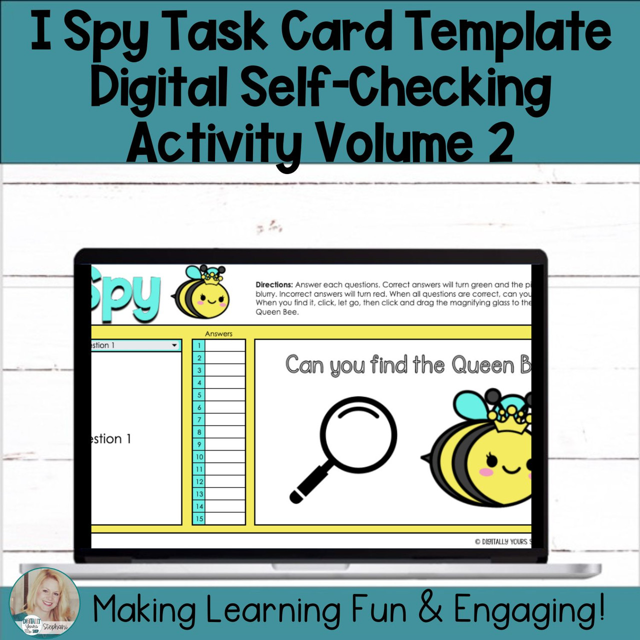 Editable Self-Checking Self-Grading I Spy Template - Digital Task Card ...