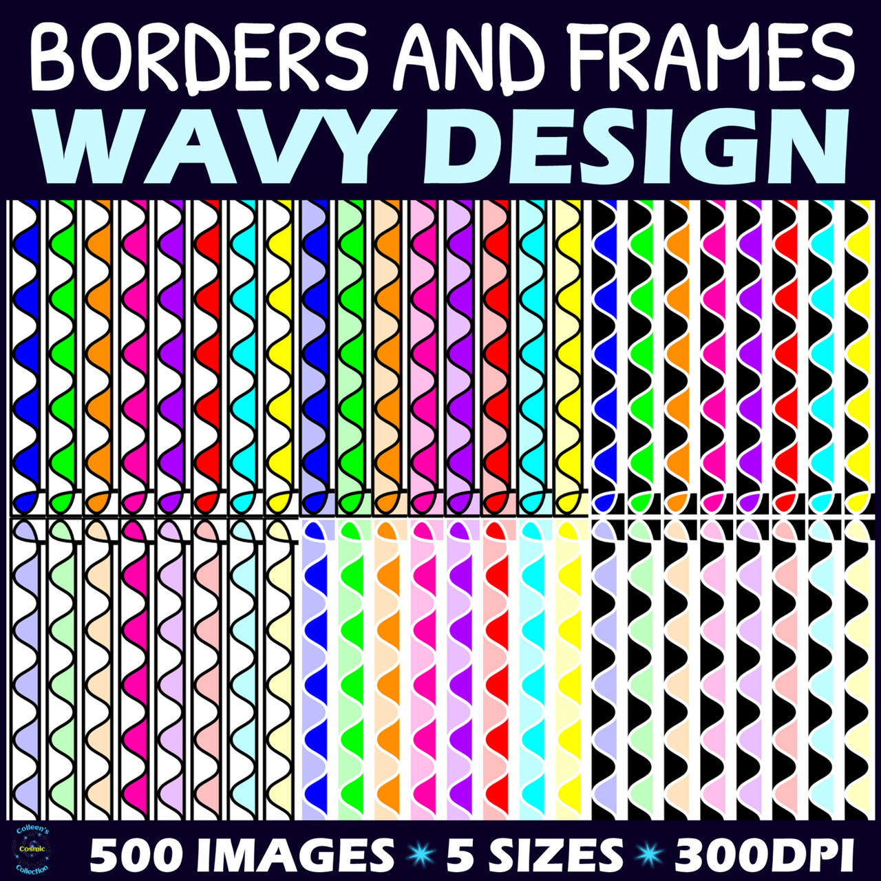 Colorful Wavy Borders and Frames - Skinny Borders