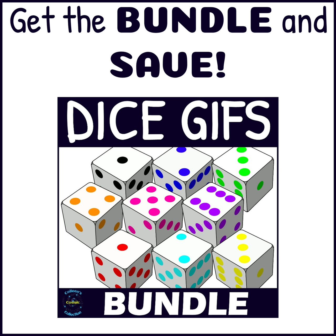 Digital Dice GIFs - Animated Clipart – White with Black Dots