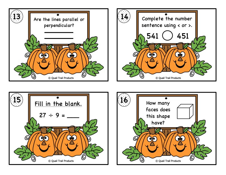 Grade 4 Pumpkin Math Task Cards