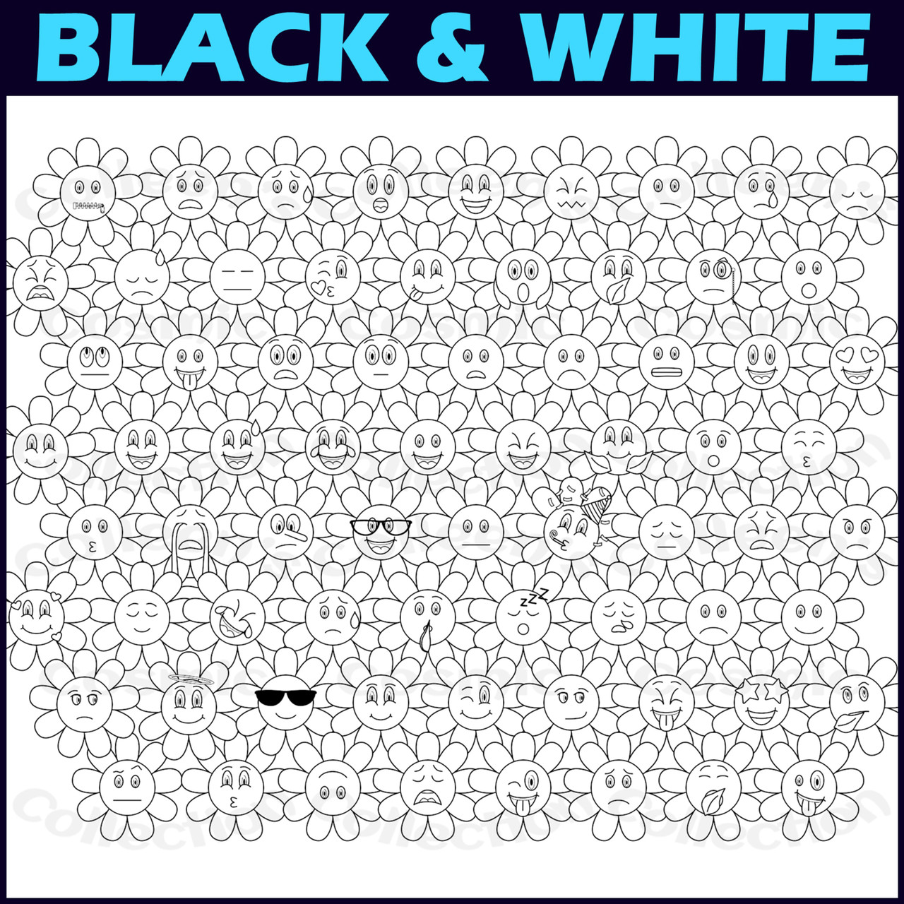 Spring Flower Emoji Clipart - Emotions