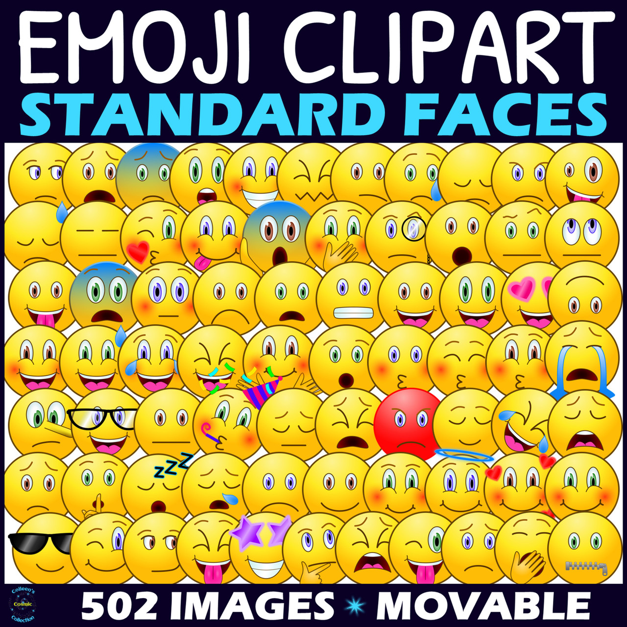 Standard Faces Emoji Clipart - emotions
