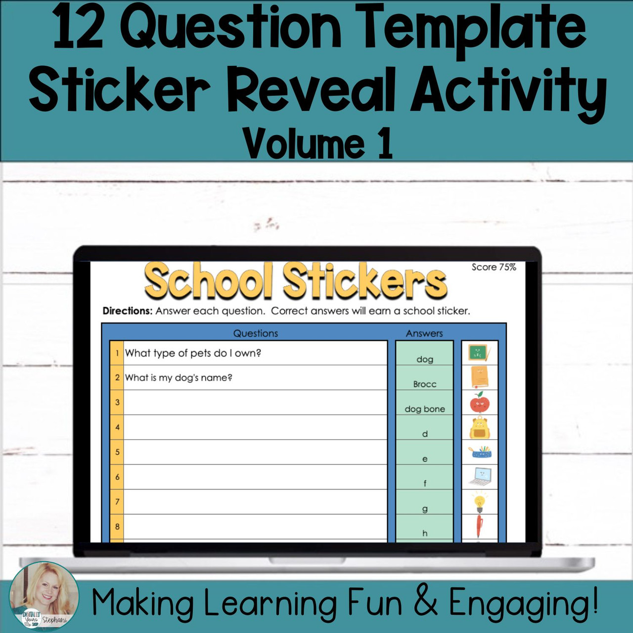 Editable Self-Checking Sticker Reveal Template - Digital Activity Vol.1 ...