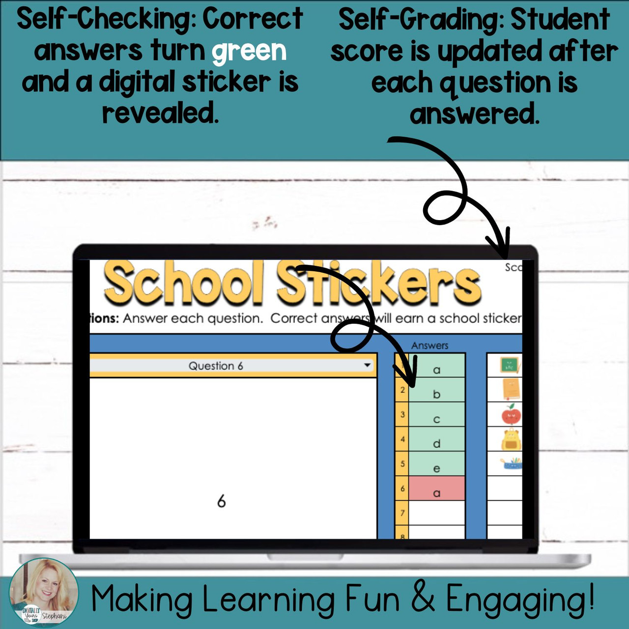 Editable Self-Checking Sticker Reveal Task Card Template Activity Vol.1 ...