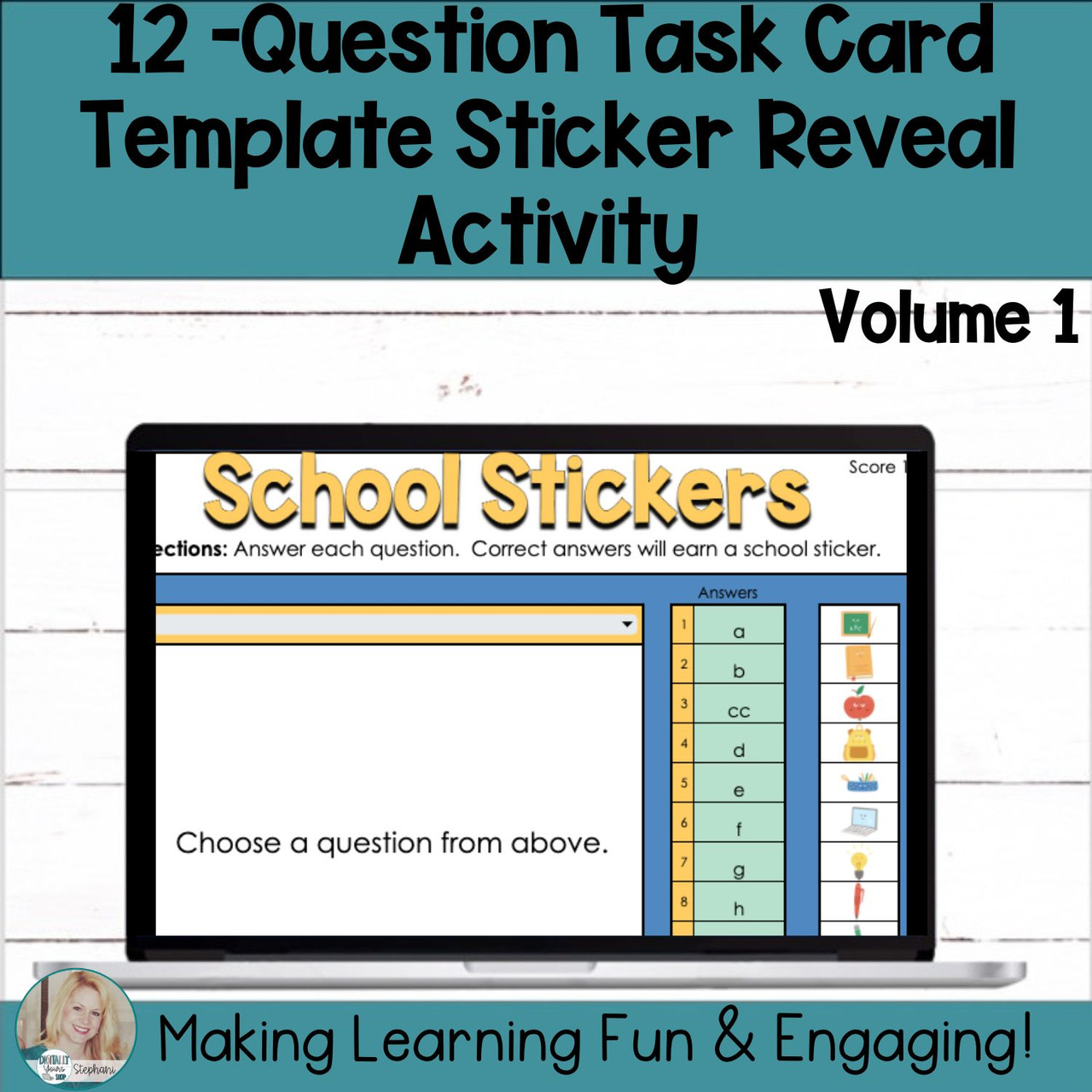 Editable Self-Checking Sticker Reveal Task Card Template Activity Vol.1 ...