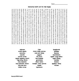 Nutrition and Health Science Vocabulary Word Searches - Amped Up Learning