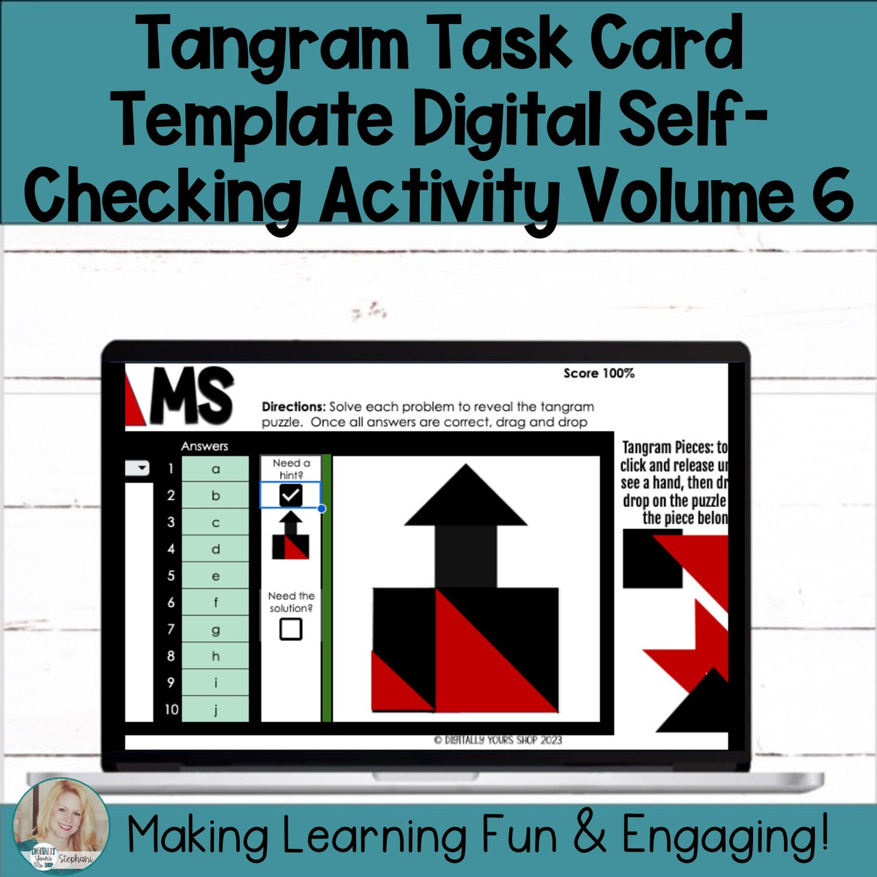 Editable Self-Checking Tangram Task Card Digital Resource Template Vol ...