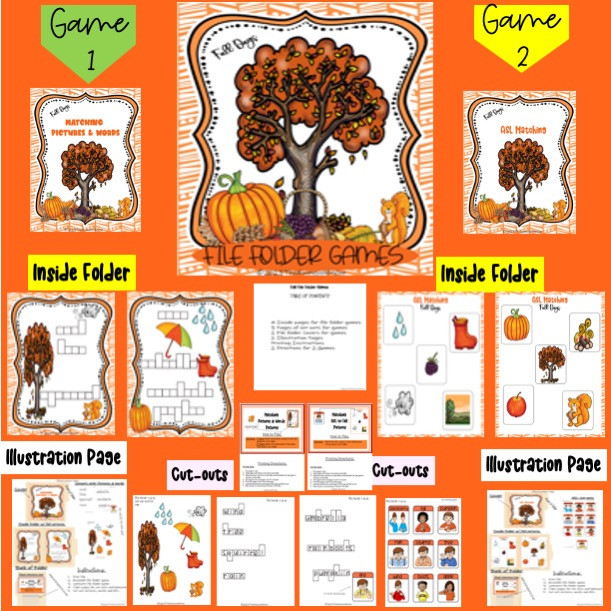 ASL Fall File Folder Games