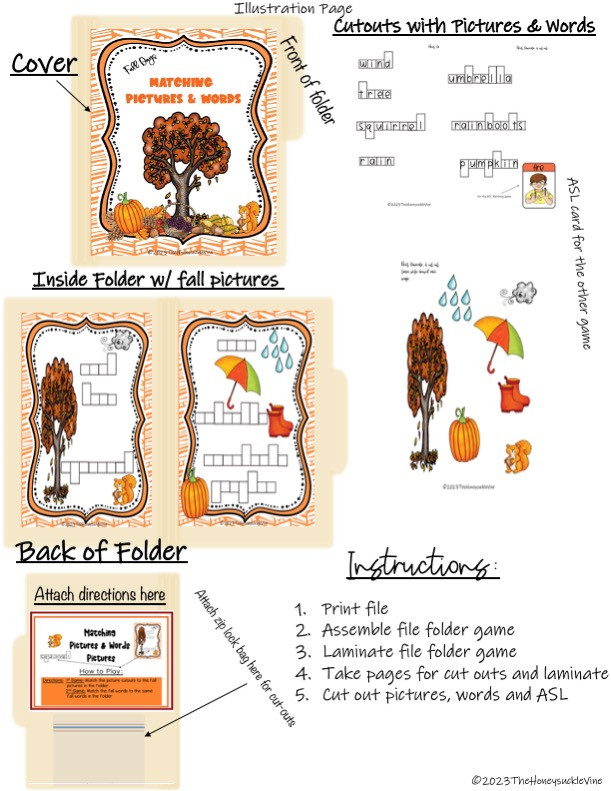 ASL Fall File Folder Games