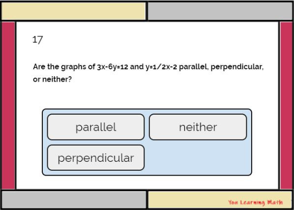 Parallel and Perpendicular Lines Slope and Intercept: DIGITAL BOOM ...