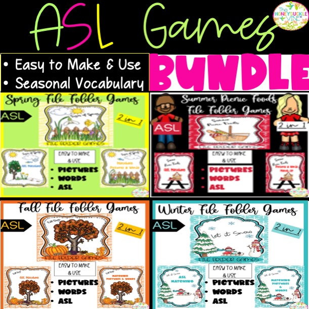 ASL Bundle Seasonal File Folder Games - Amped Up Learning