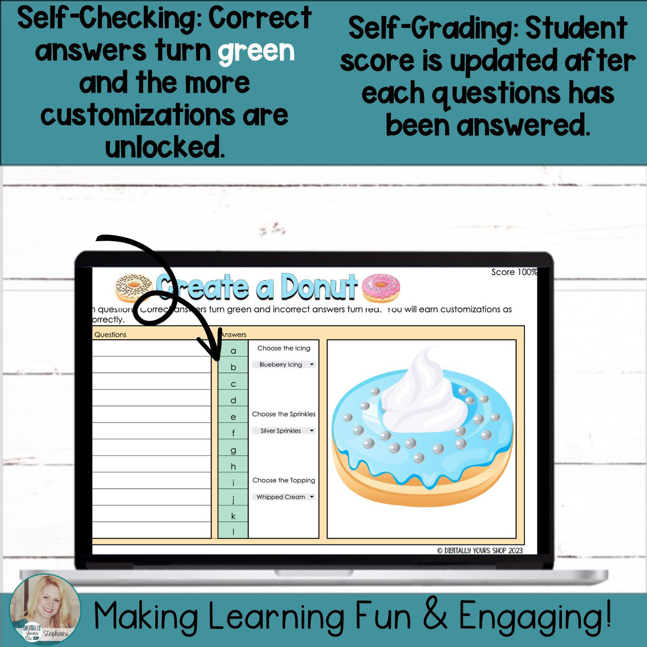 Create a Donut Editable Self-Checking Template Digital Resource ...