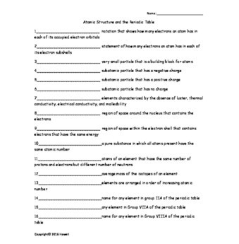 General Chemistry Vocabulary Quiz or Worksheets Bundle - Amped Up Learning