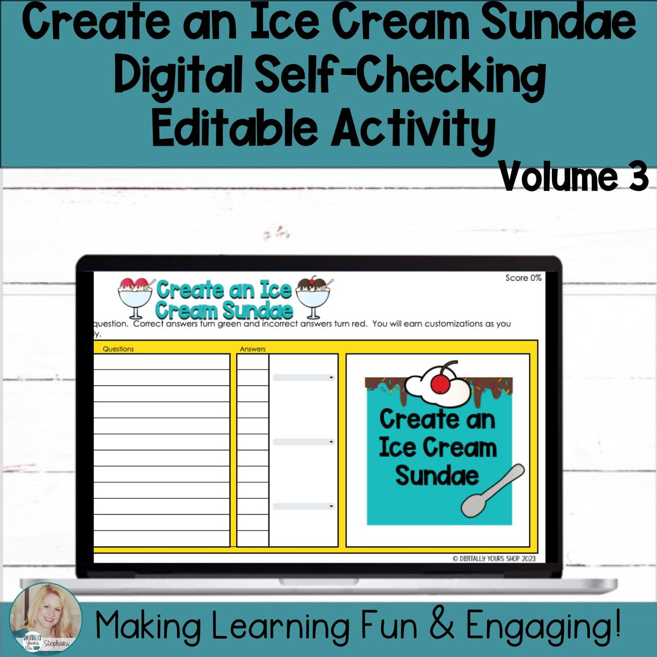 Create an Ice Cream Cone Self-Checking Template Digital Resource ...