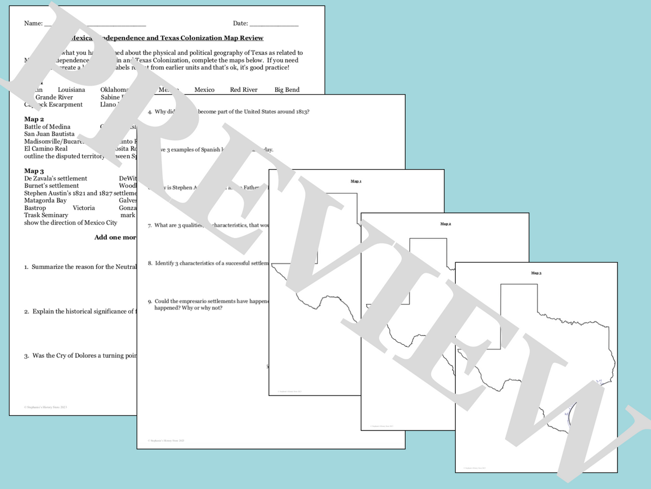 Texas Colonization Map Activity