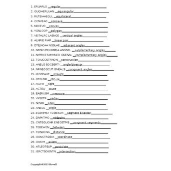 Essentials of Geometry Vocabulary Word Scramble - Amped Up Learning