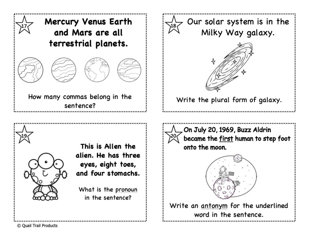 Solar System ELA Task Cards