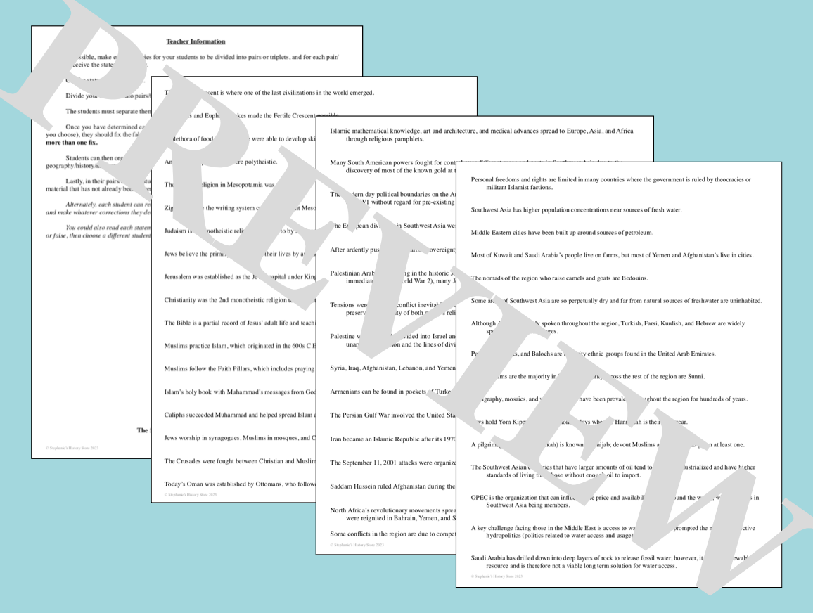 Middle East Geography True False Fix