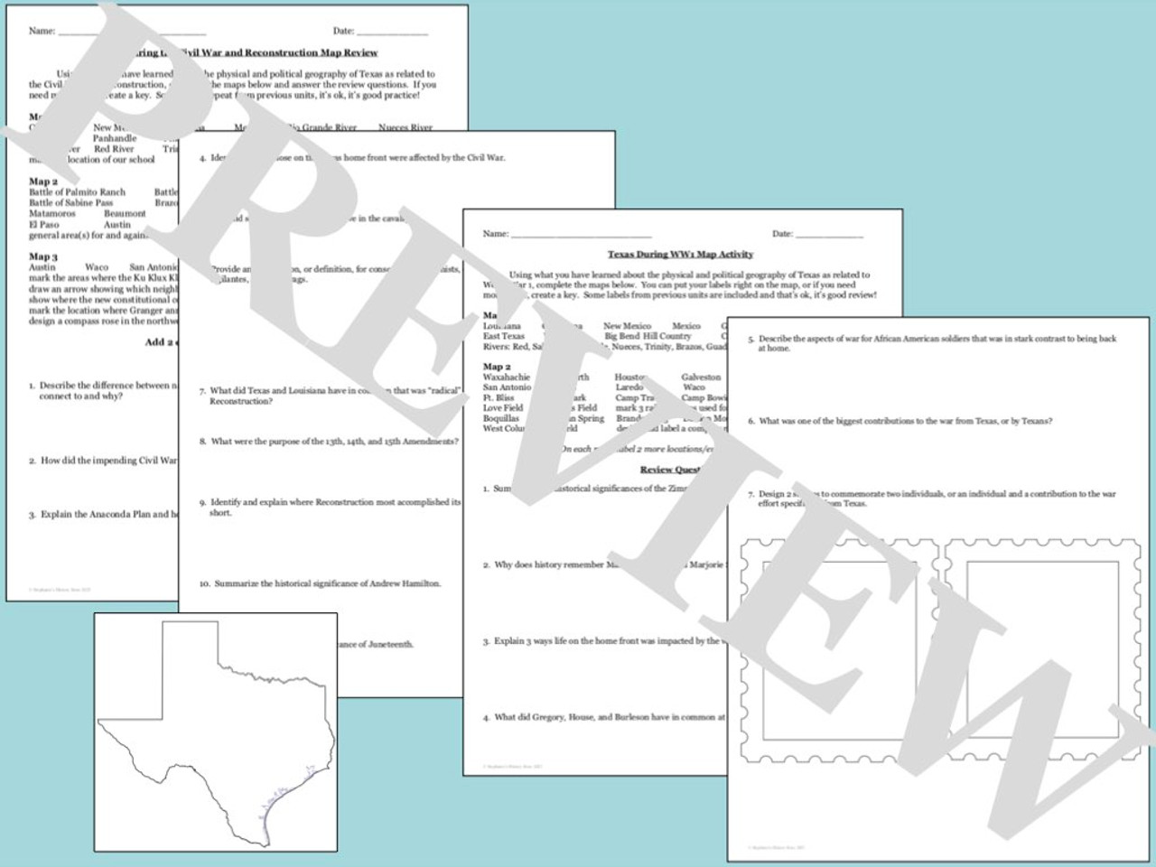 Texas History Map Bundle